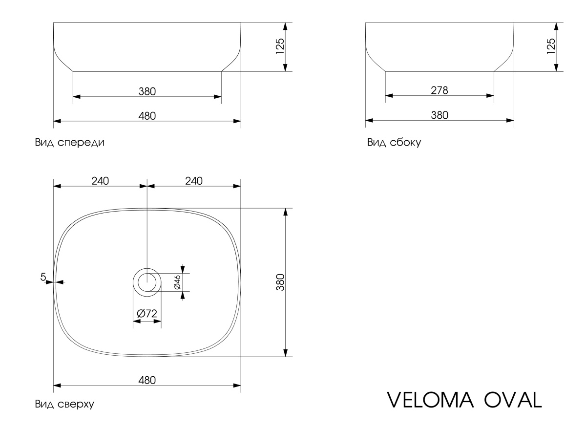 VELOMA OVAL BDT Раковина на столешницу купить по низкой цене в Москве в ...